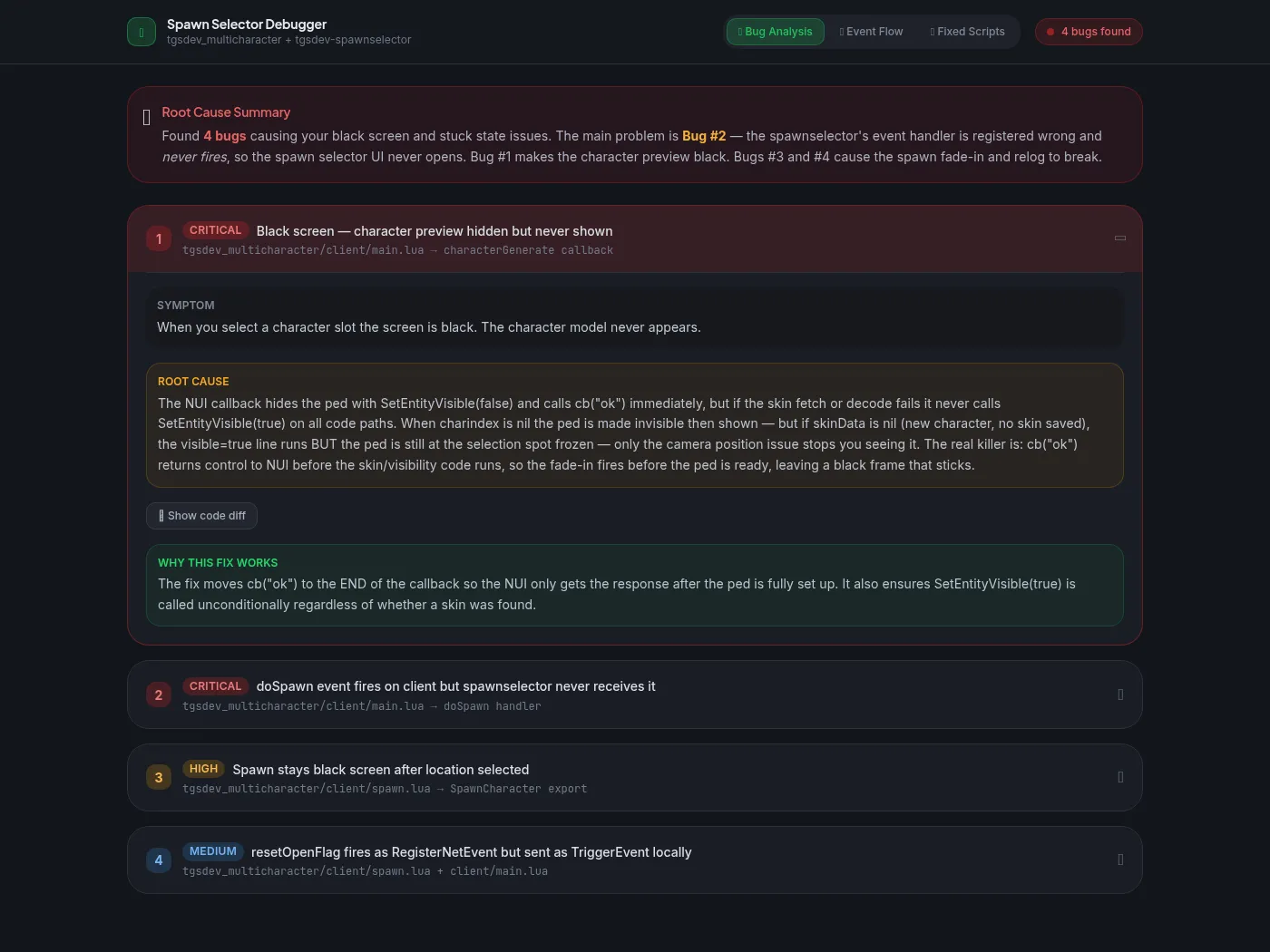Spawn Selector Debugger