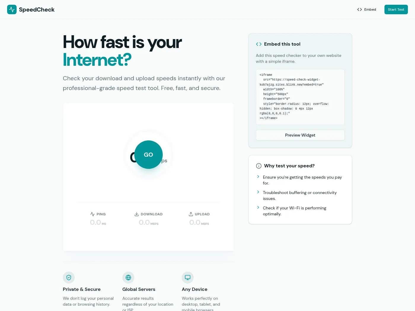 SpeedCheck Widget