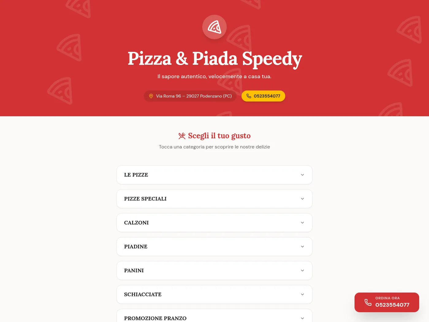 Speedy Pizza Digital Menu