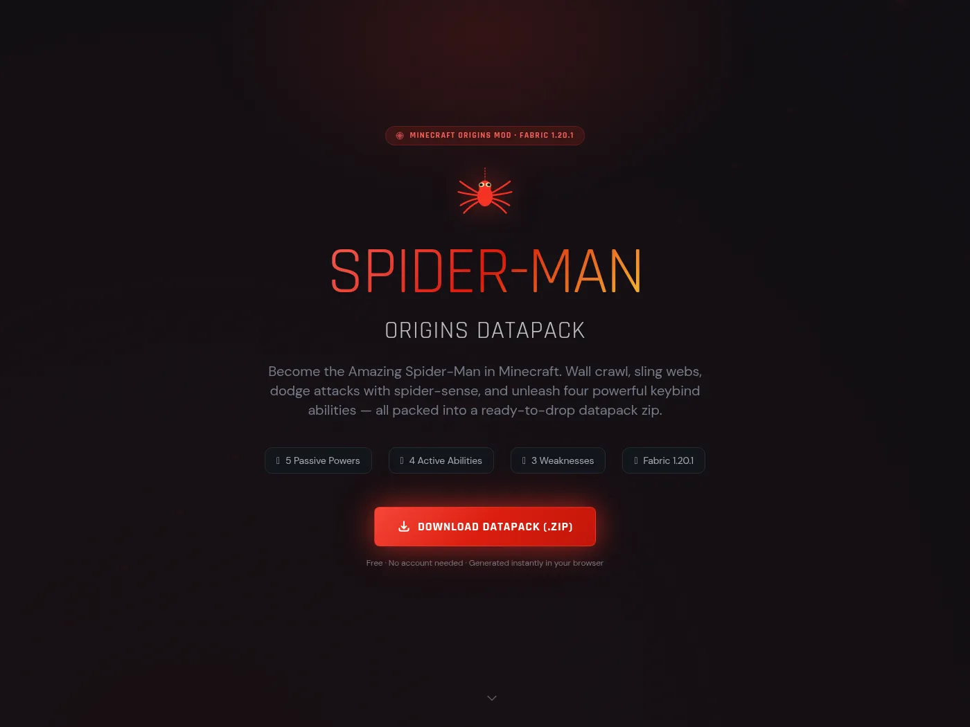 Spider-Man Origins Datapack
