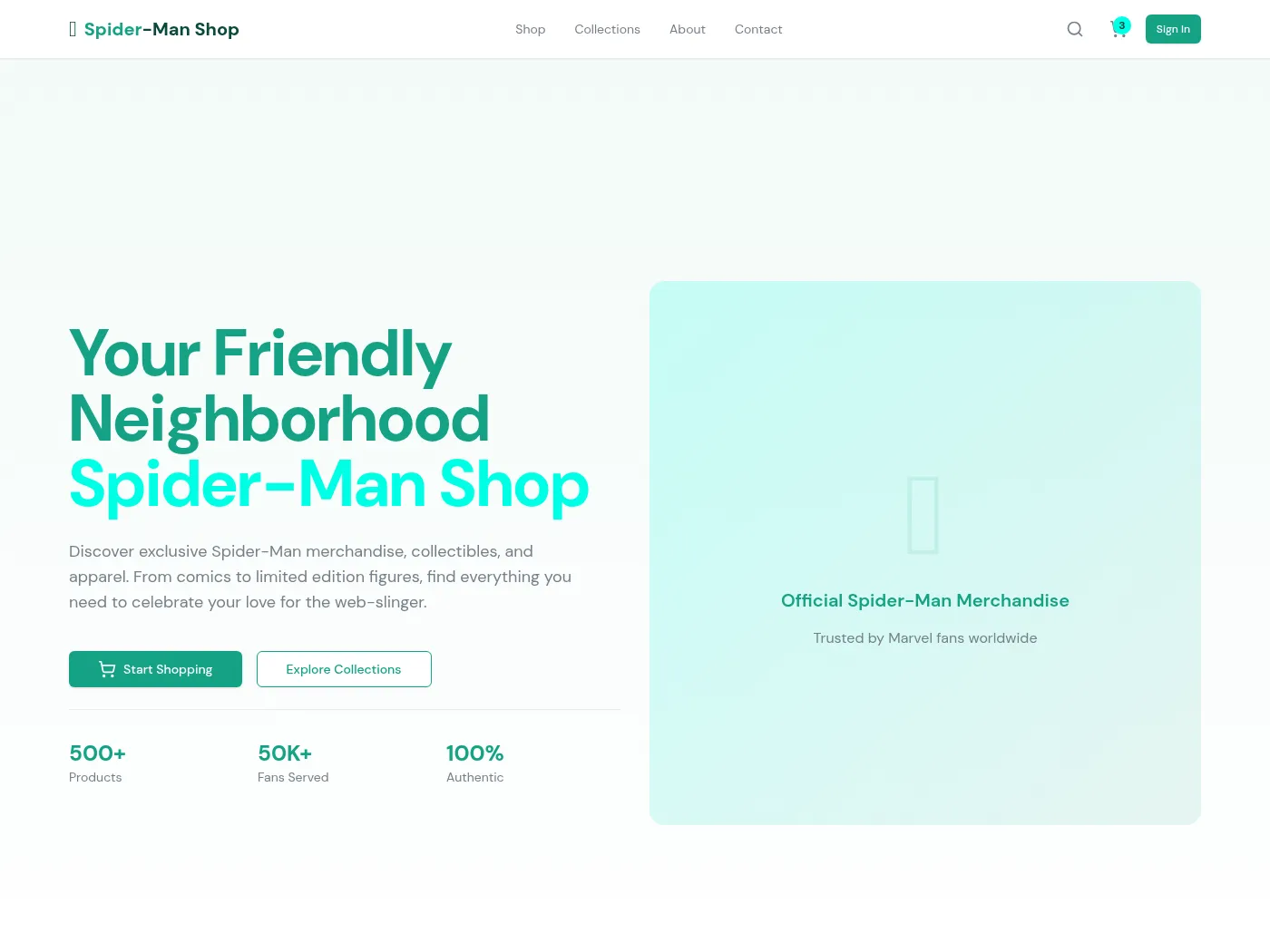 Spider Man Product Site