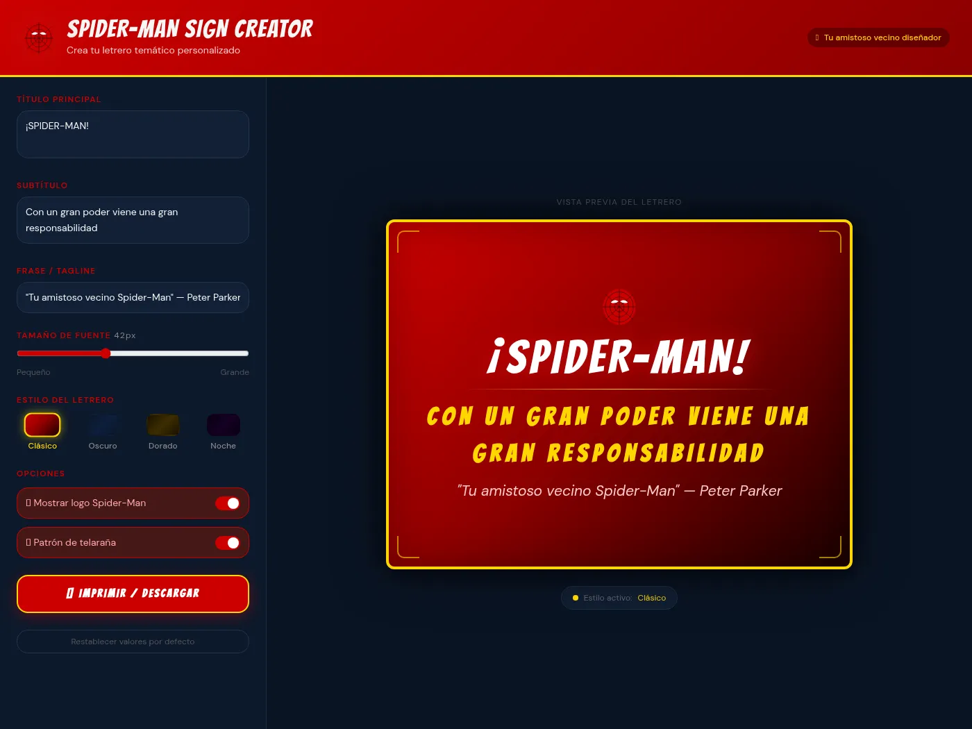 Spiderman Sign Creator