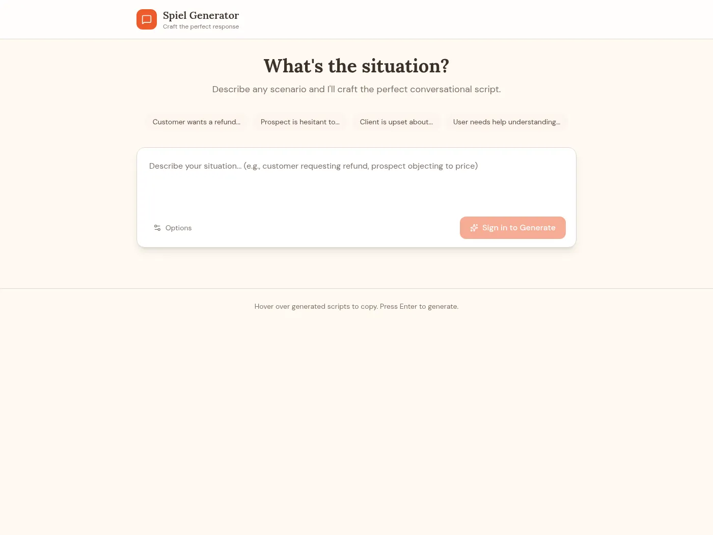 Conversational Spiel Generator