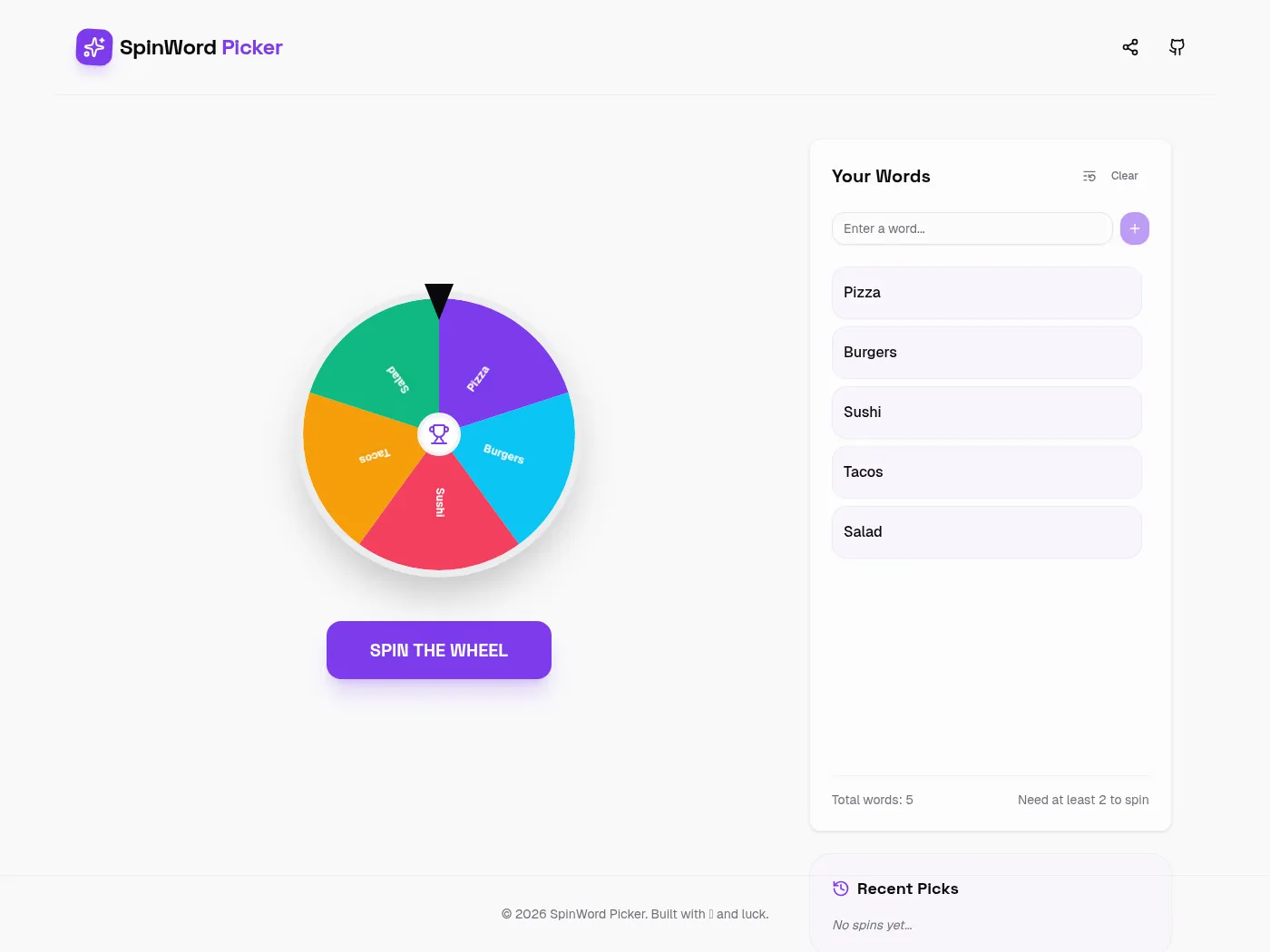 SpinWord Picker