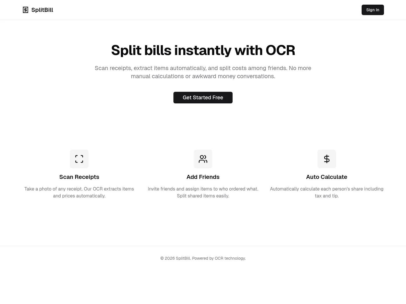 SplitBill OCR Buddy