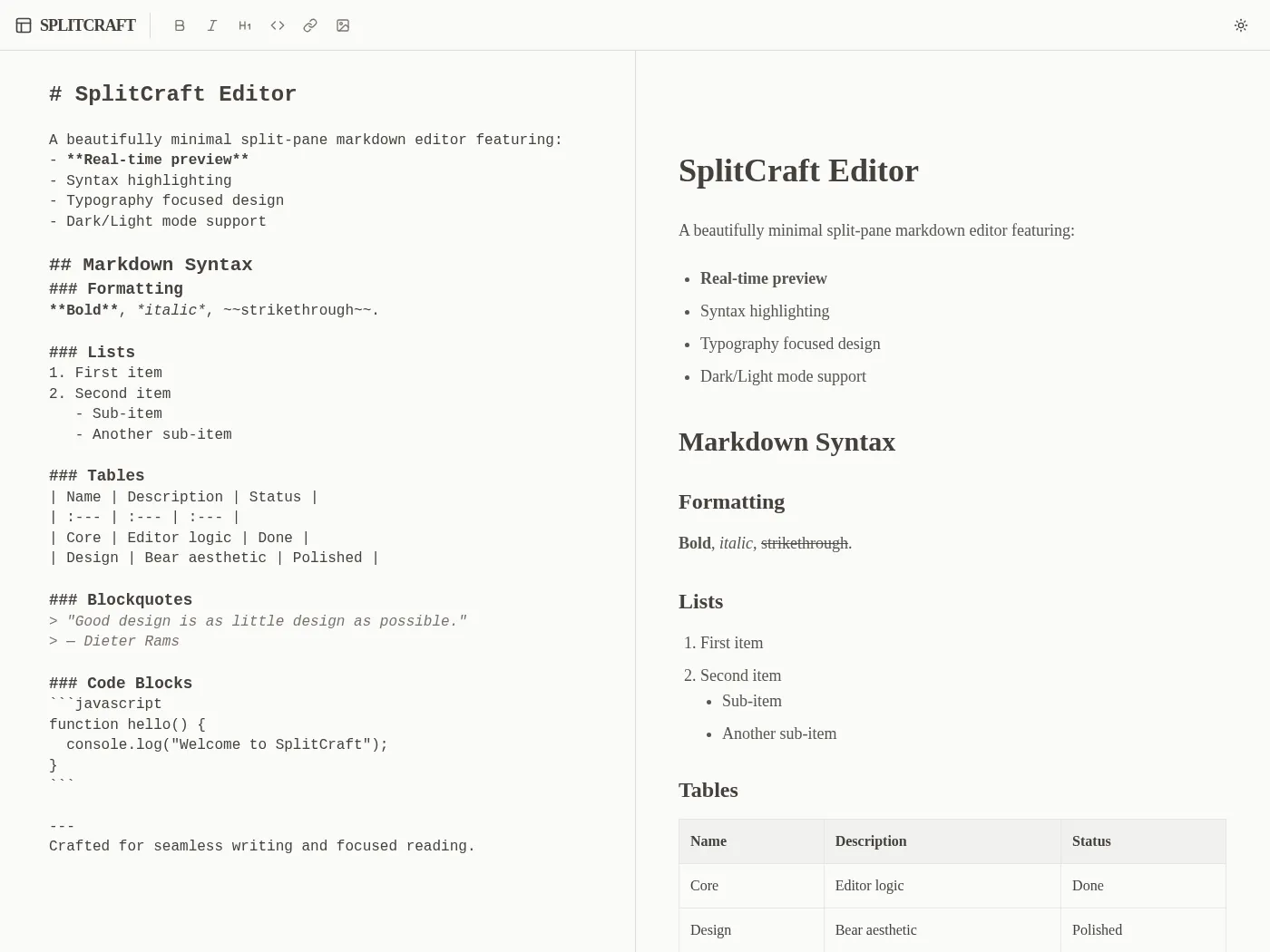 SplitCraft Editor