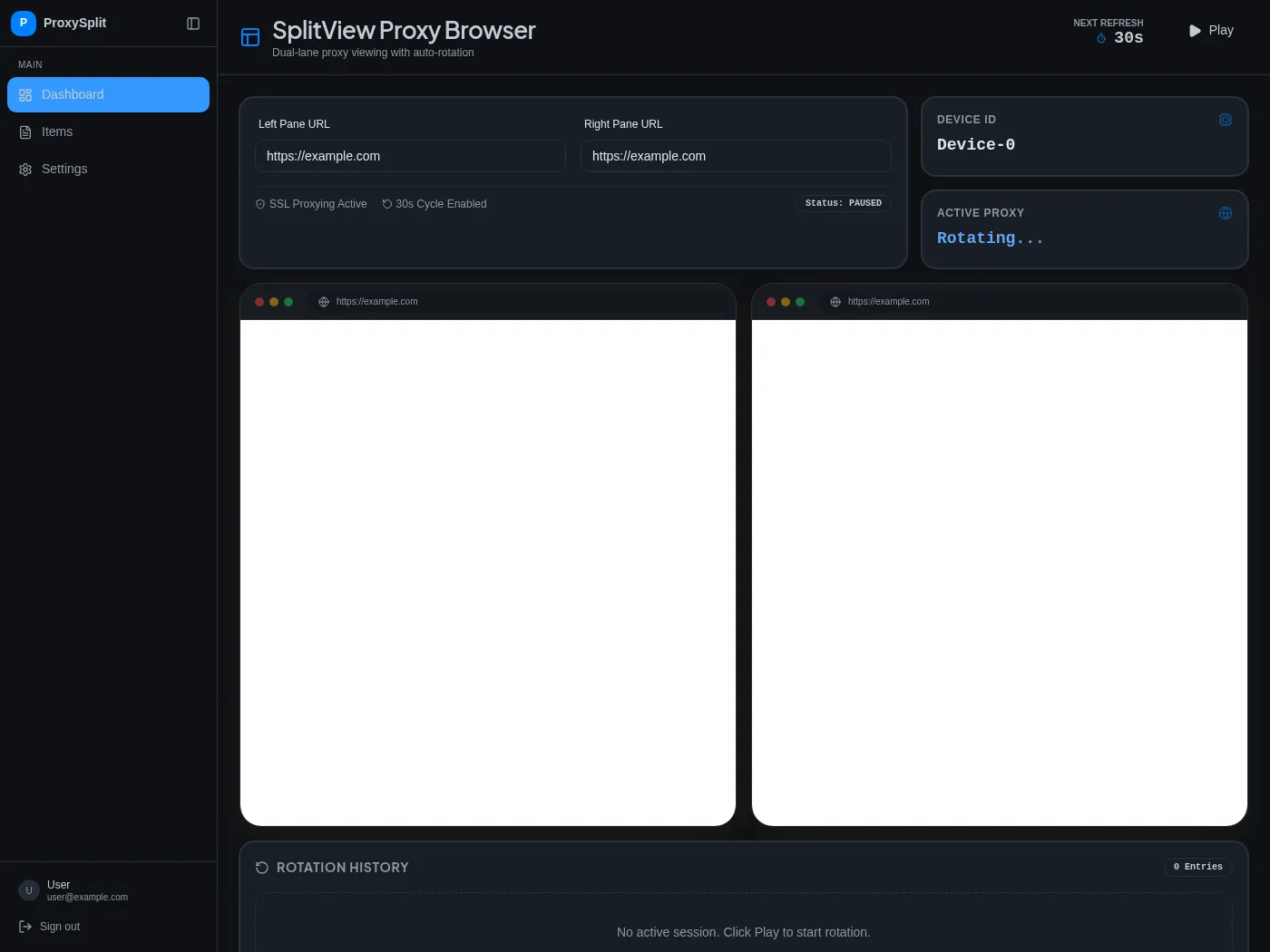 SplitView Proxy Browser
