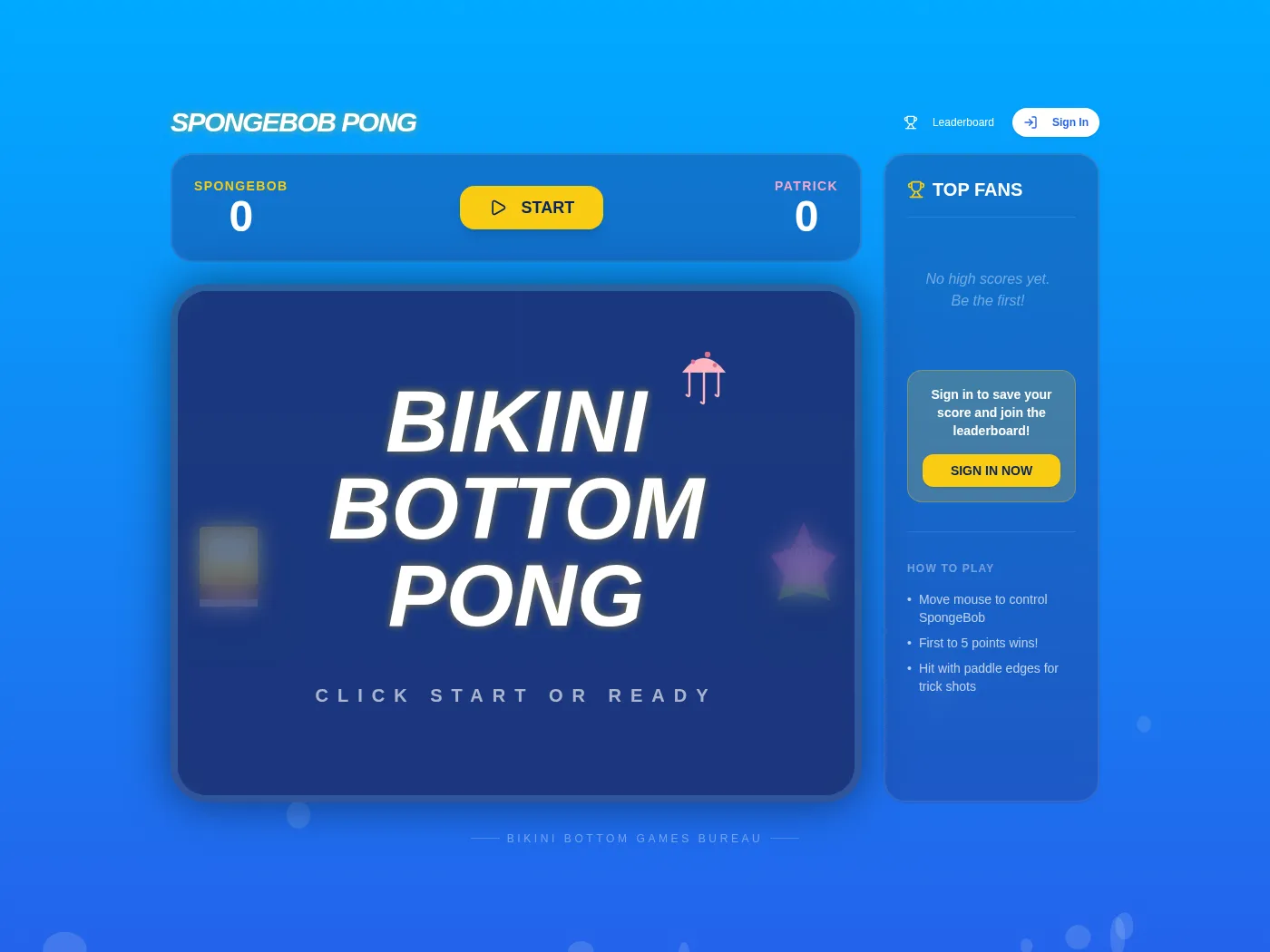 SpongeBob Pong Arcade
