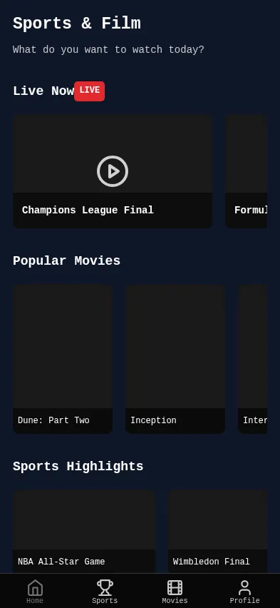 Sport & Film Streaming Hub