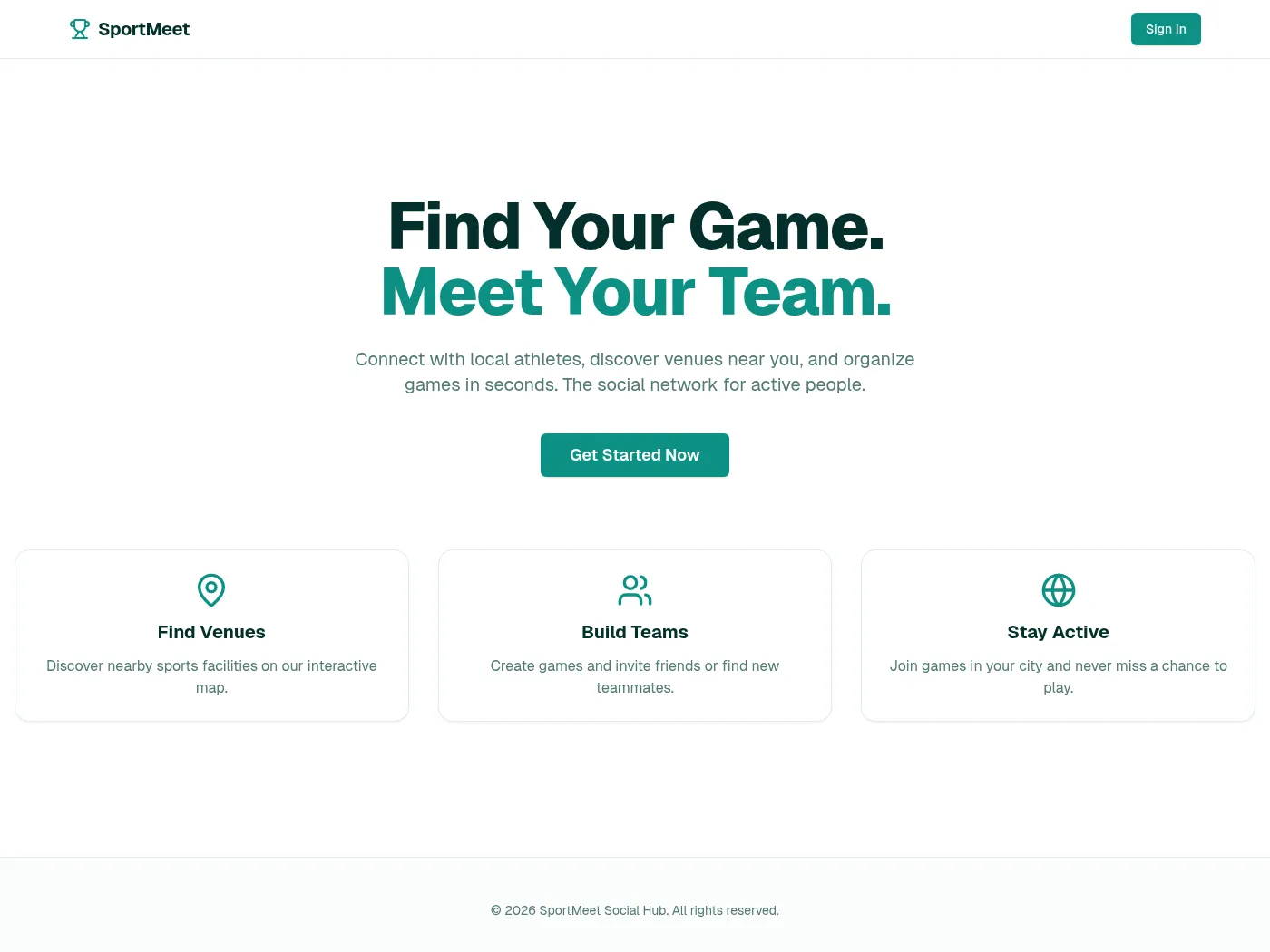 SportMeet Social Hub