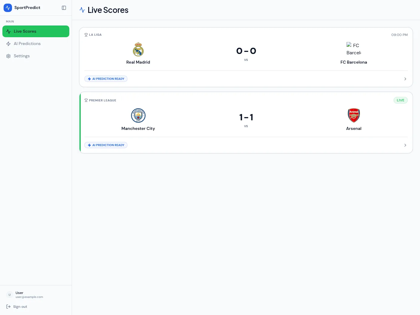 Predictive Sports Dashboard