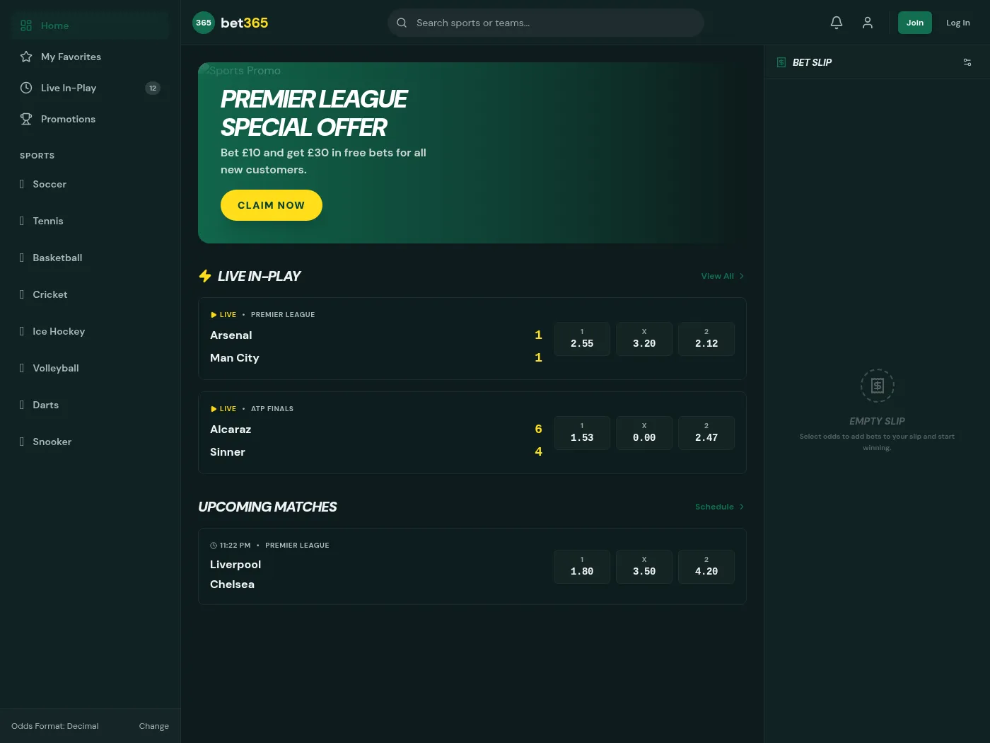 Bet365 Sportsbook Clone