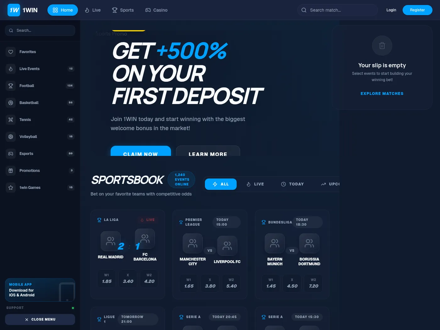 1Win Sportsbook Clone