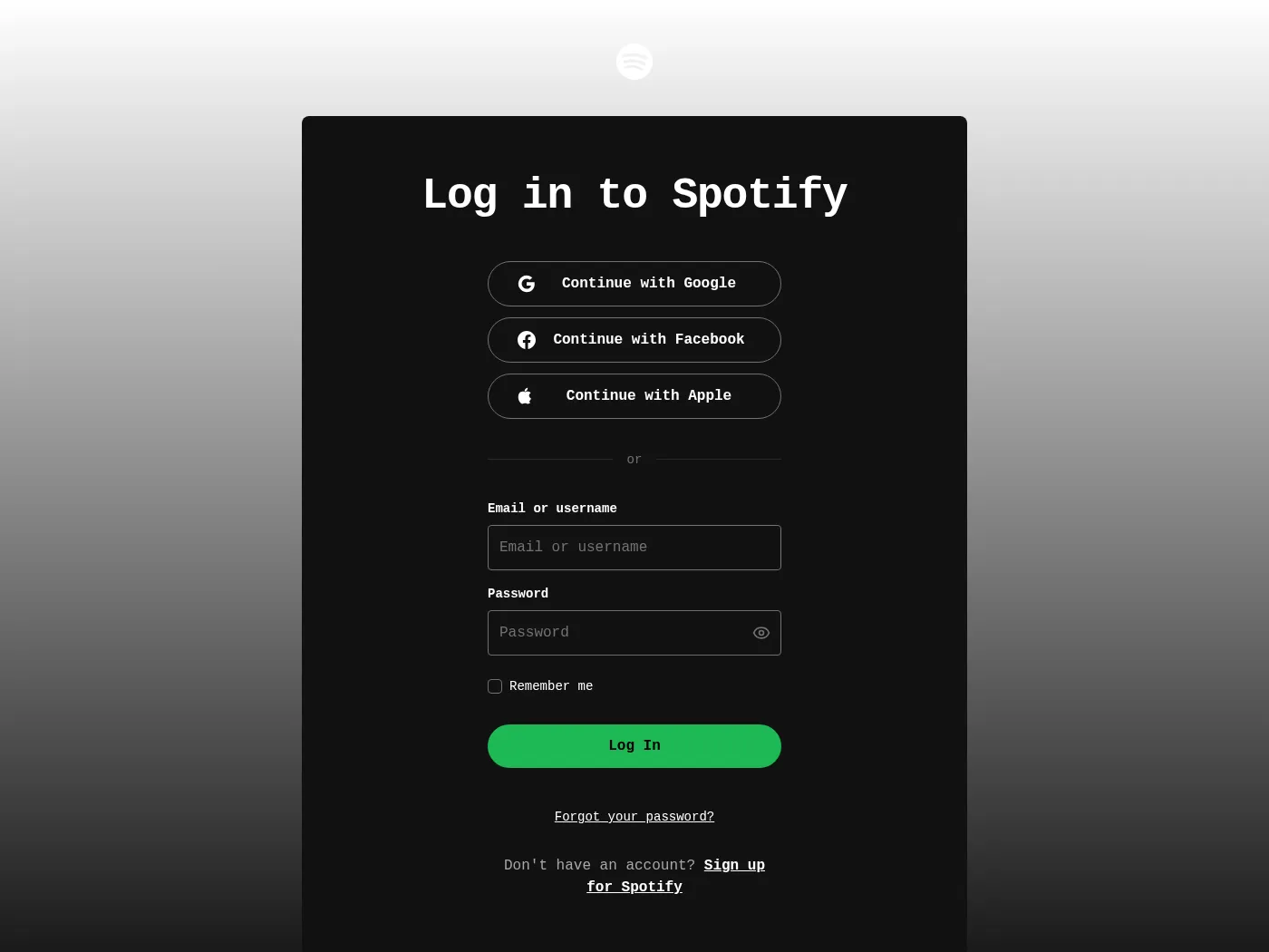 Spotify Login Clone