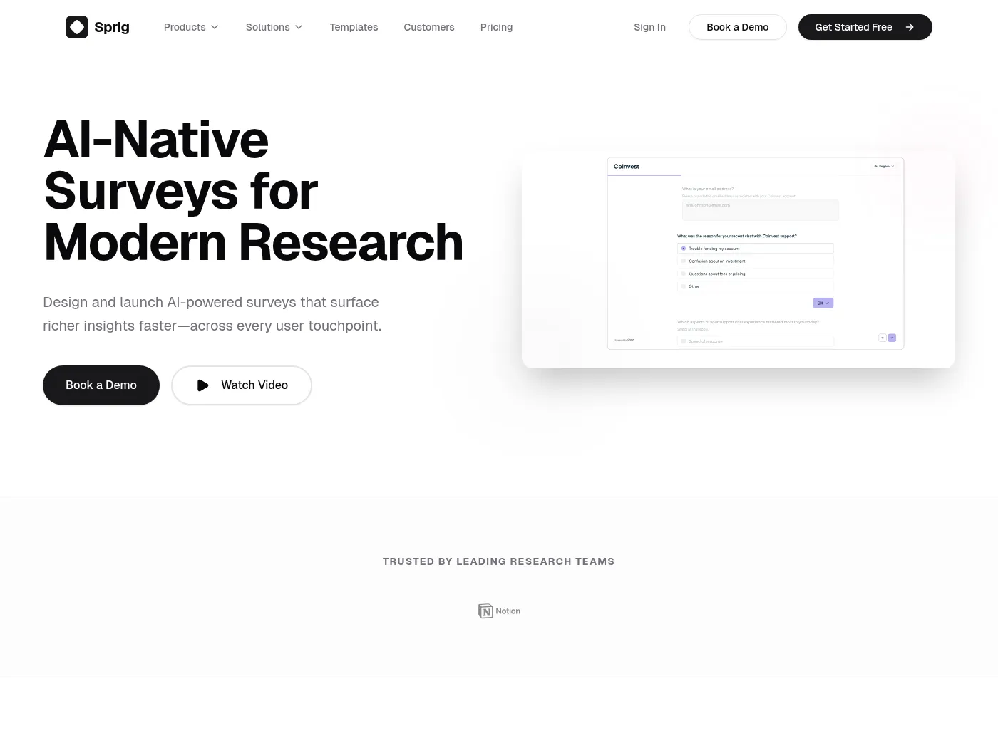 Sprig Clone Web App
