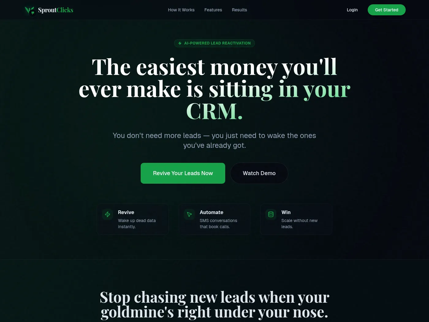 Sprout Clicks Landing Page