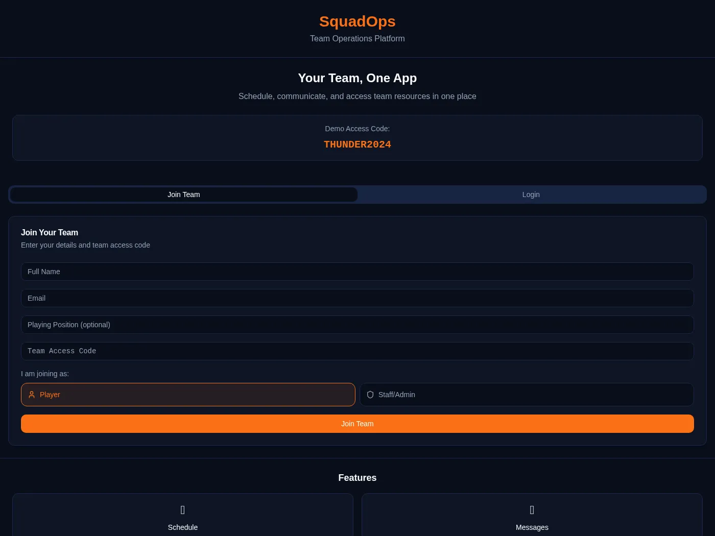 SquadOps Team App