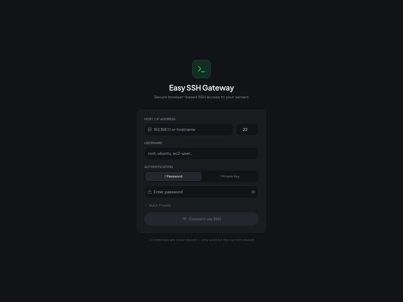 Easy SSH Gateway