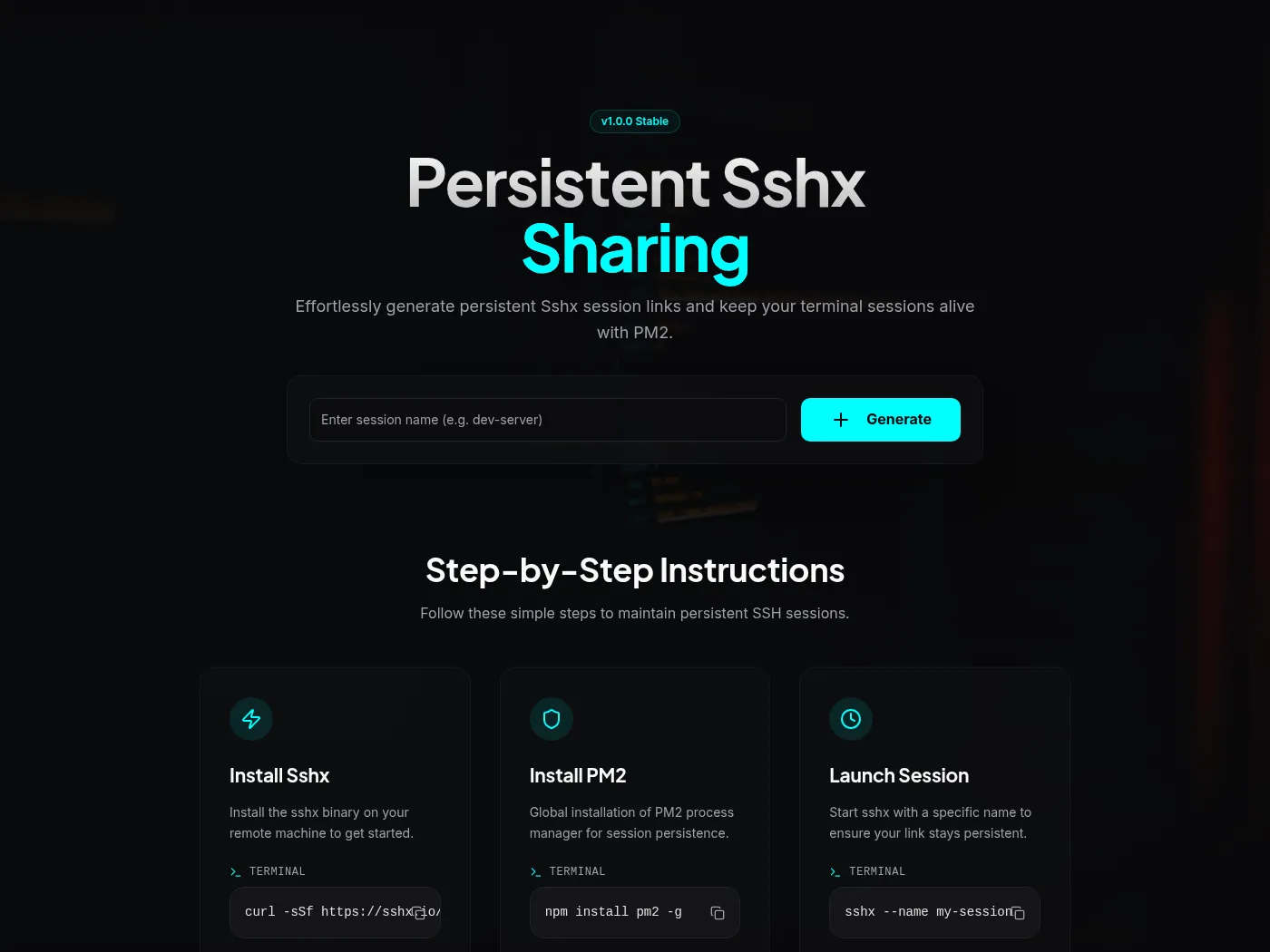 Sshx Sharing Portal