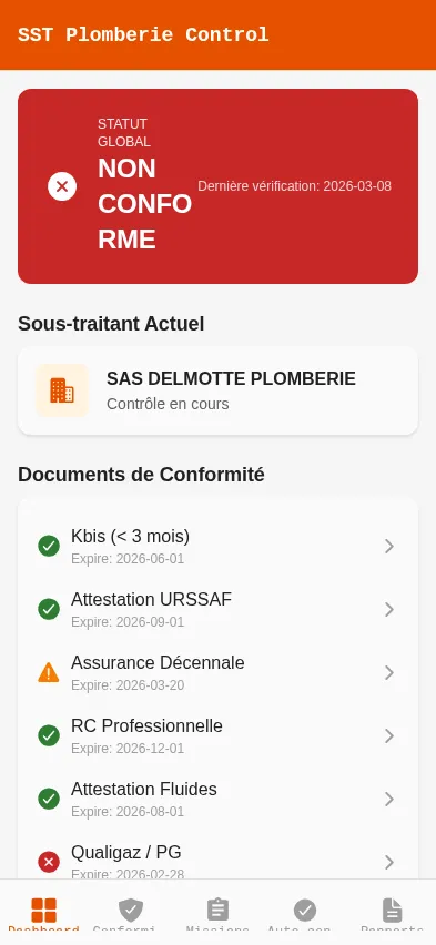 SST Plomberie Control App