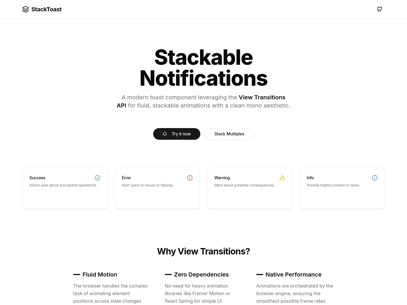 Stackable Toasts UI