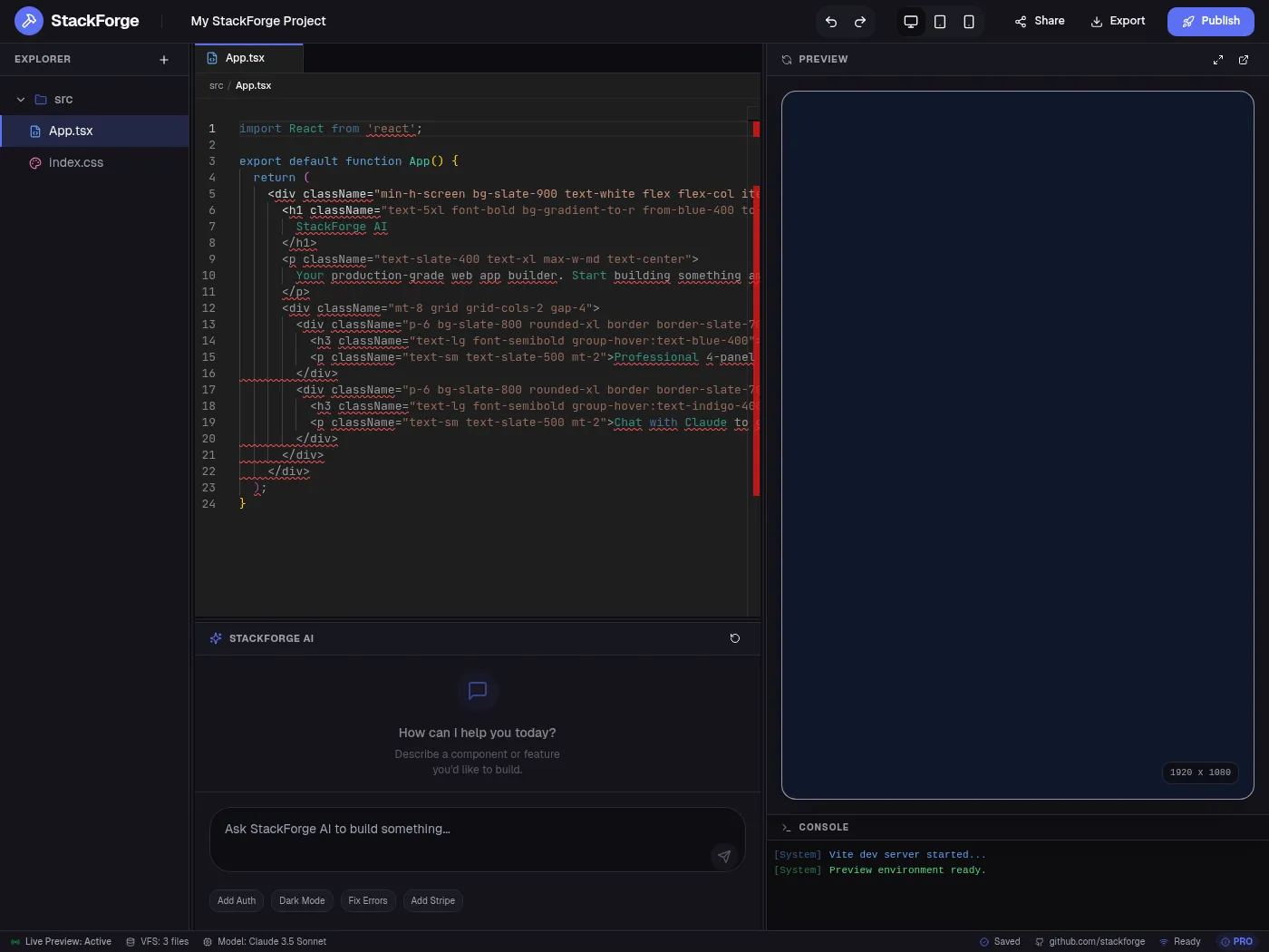 StackForge AI Web App Builder