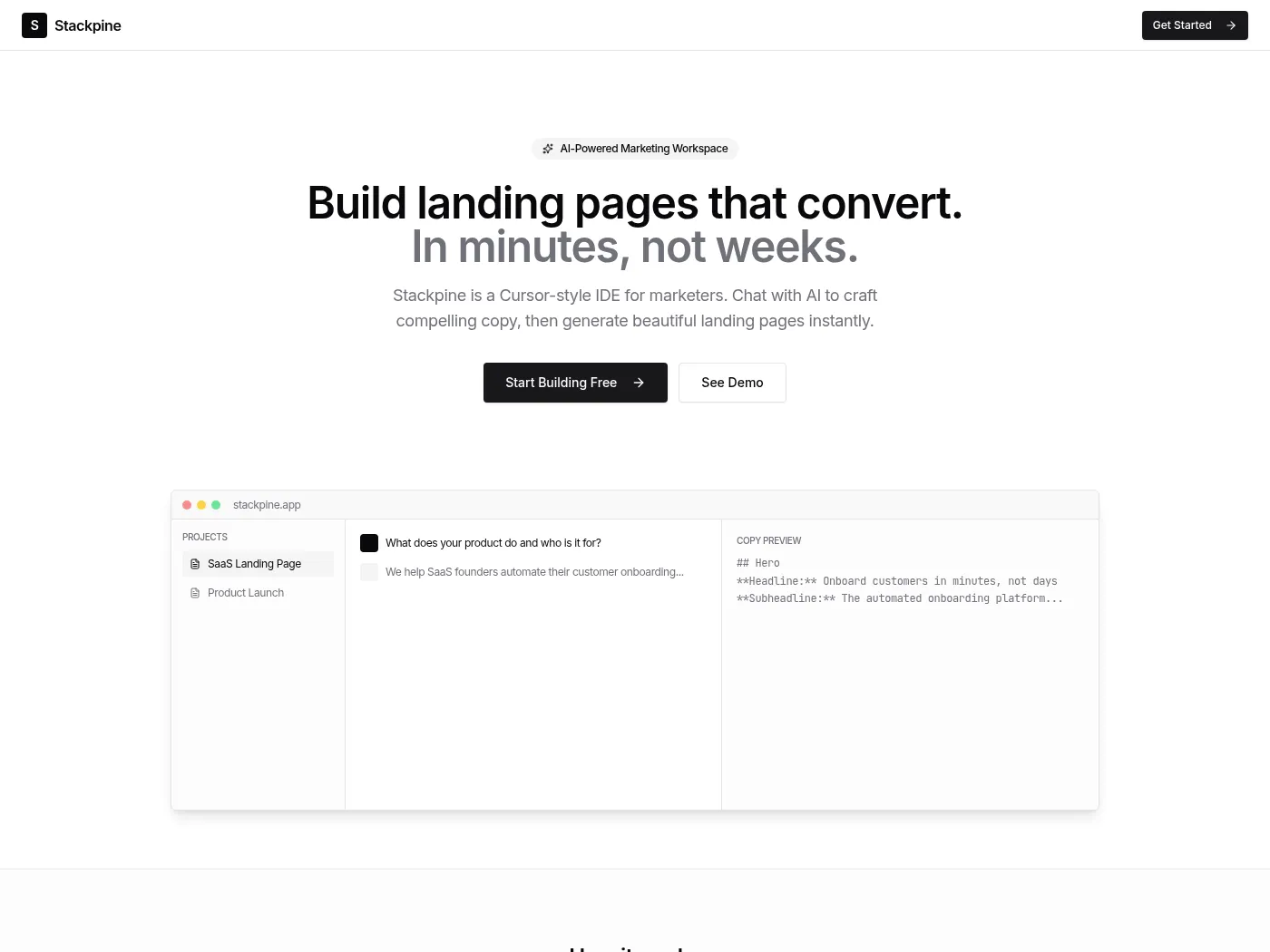 Stackpine Marketer Workspace
