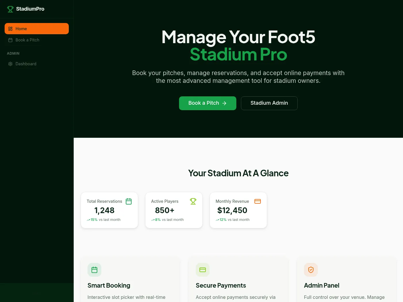 StadiumPro Booking App