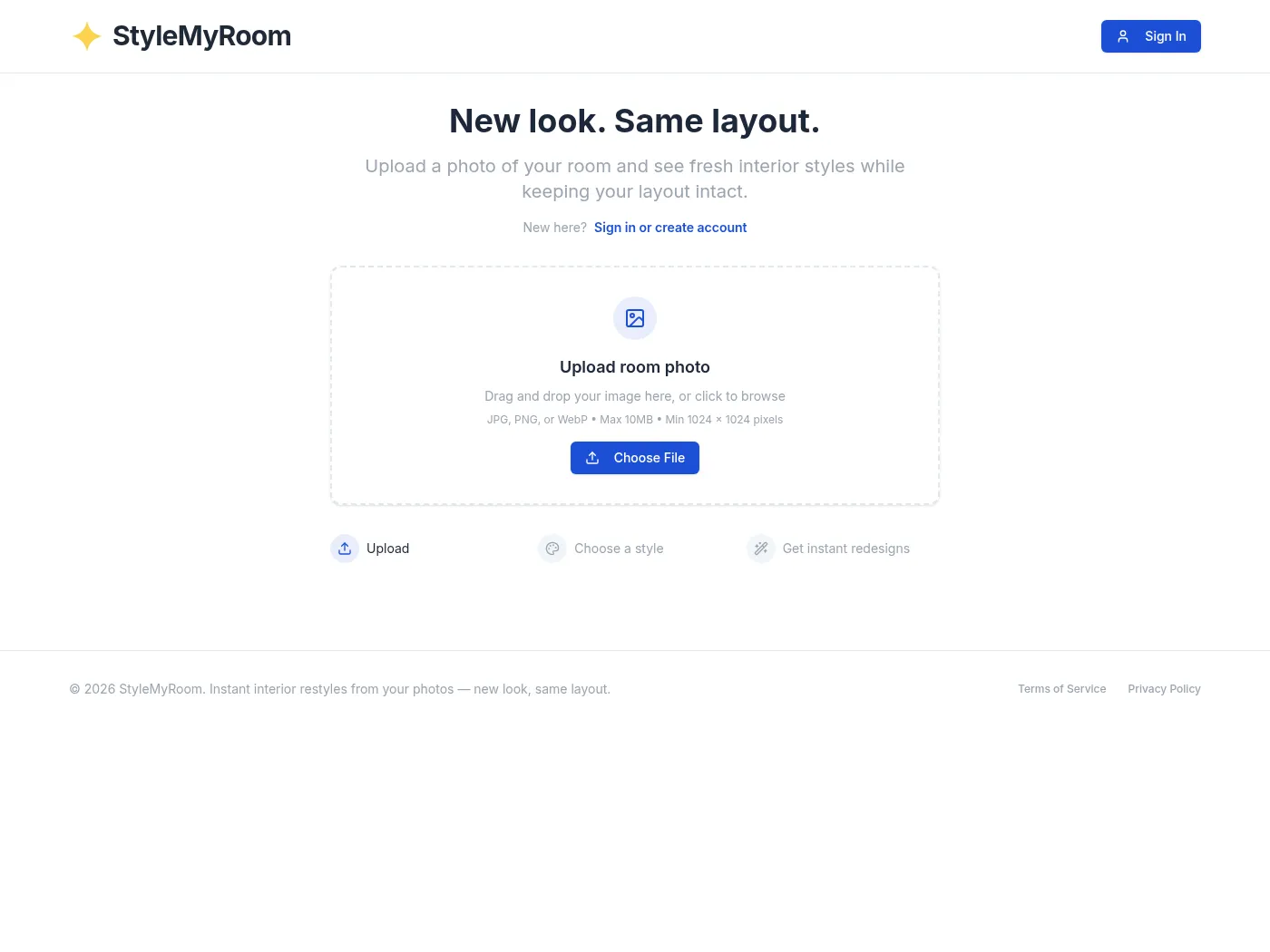 StyleMyRoom: Instant interior restyles from your photos — new look, same layout.