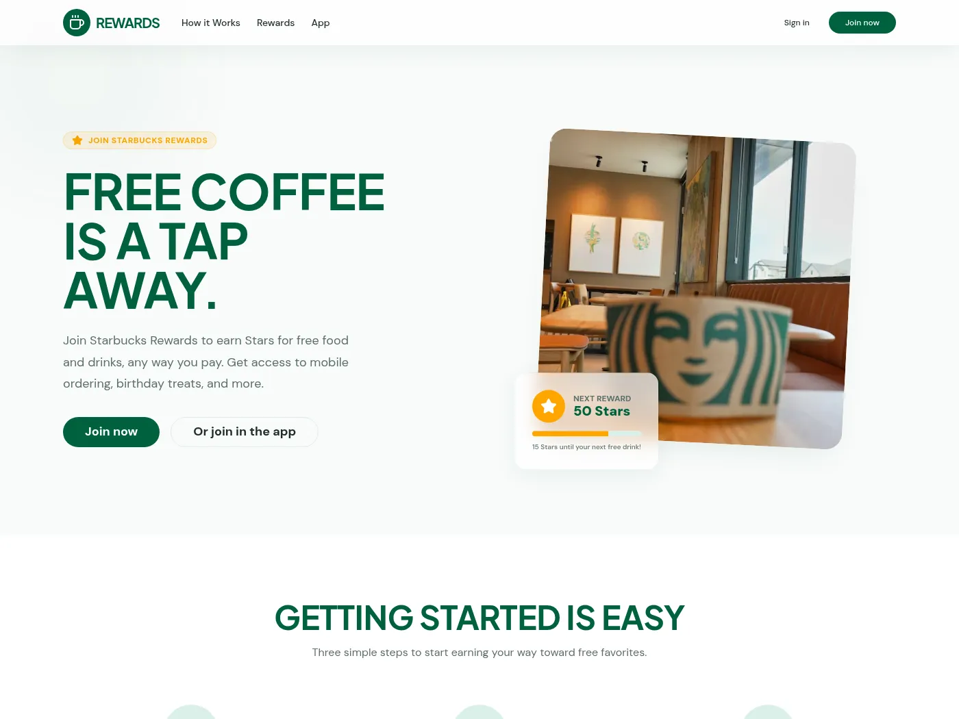 Starbucks Rewards Landing