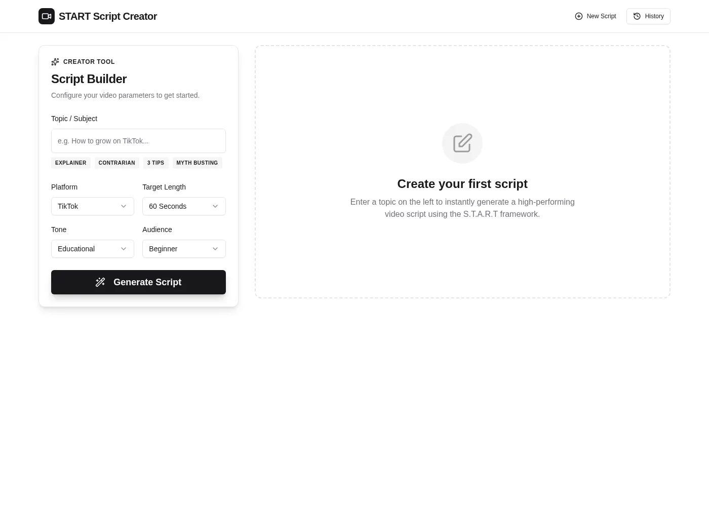 START Script Creator
