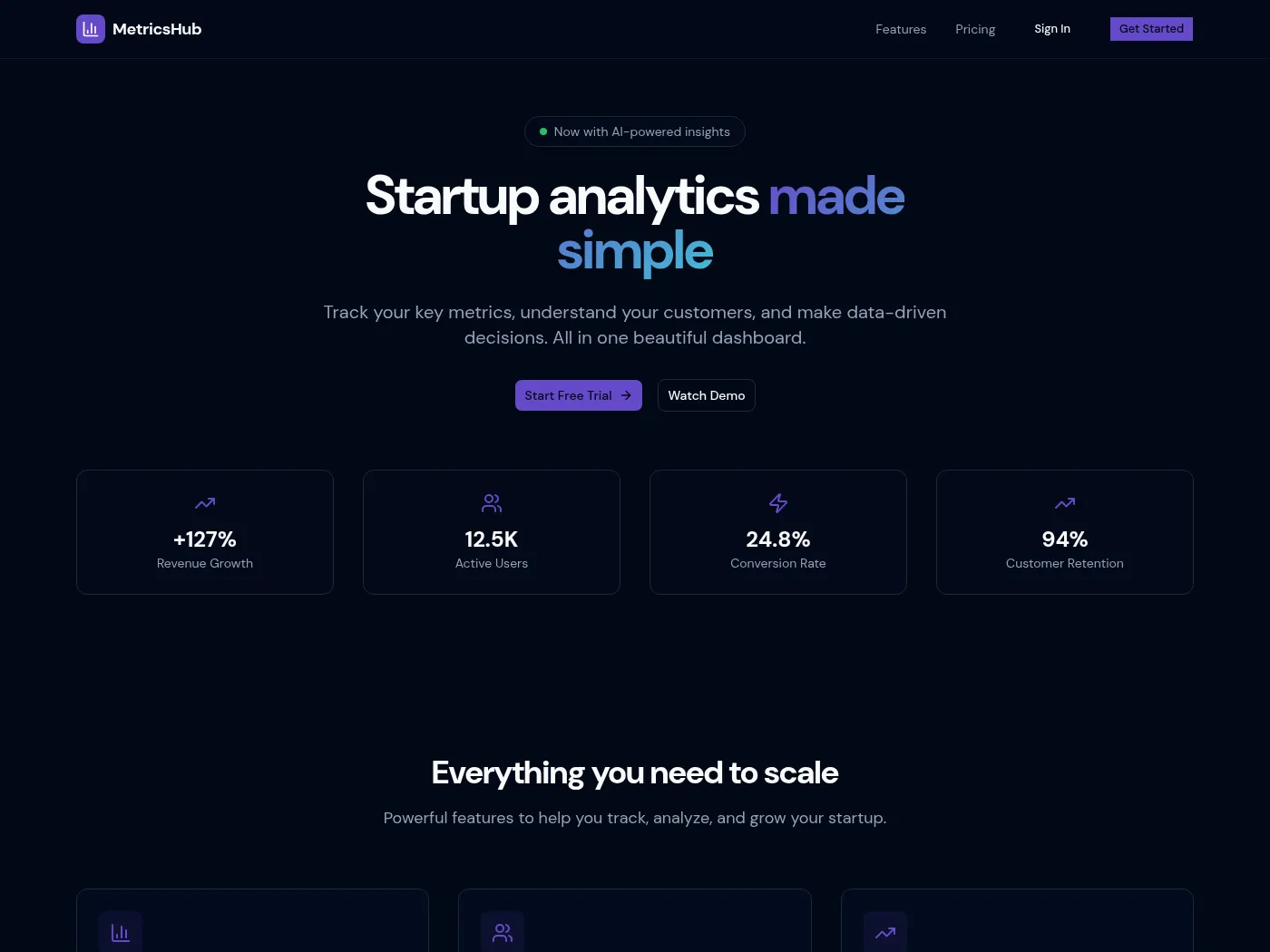 Startup Metrics Hub