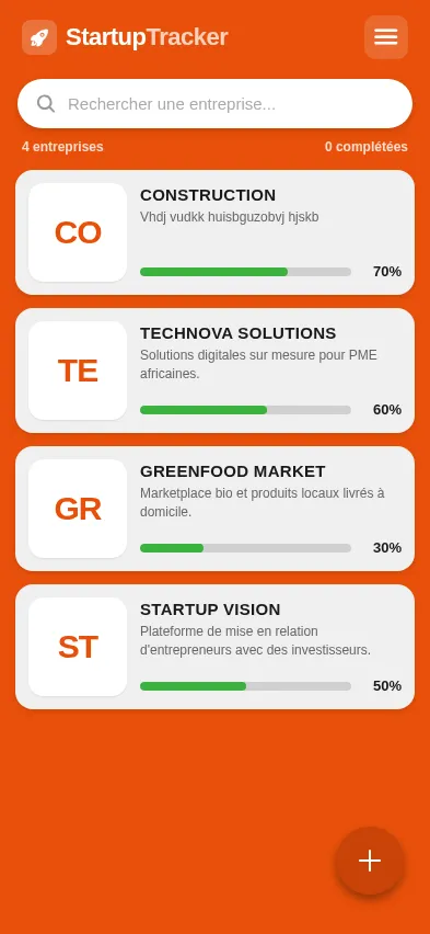 Startup Tracker App