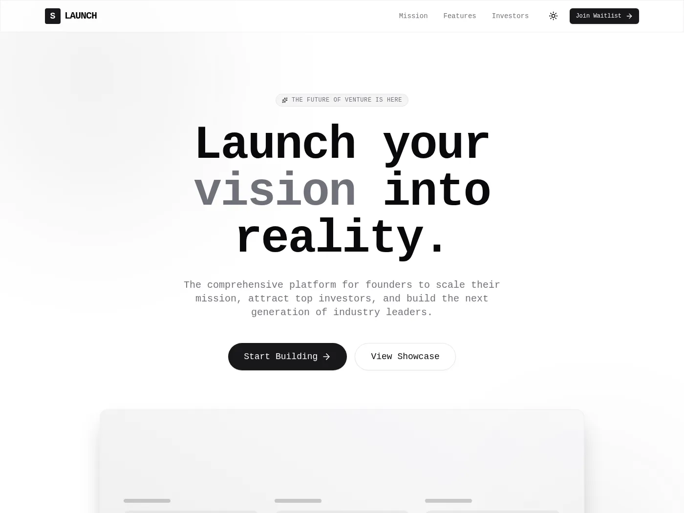 Startup Launch Website