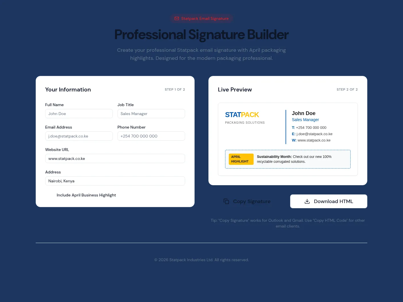 Statpack Email Signature