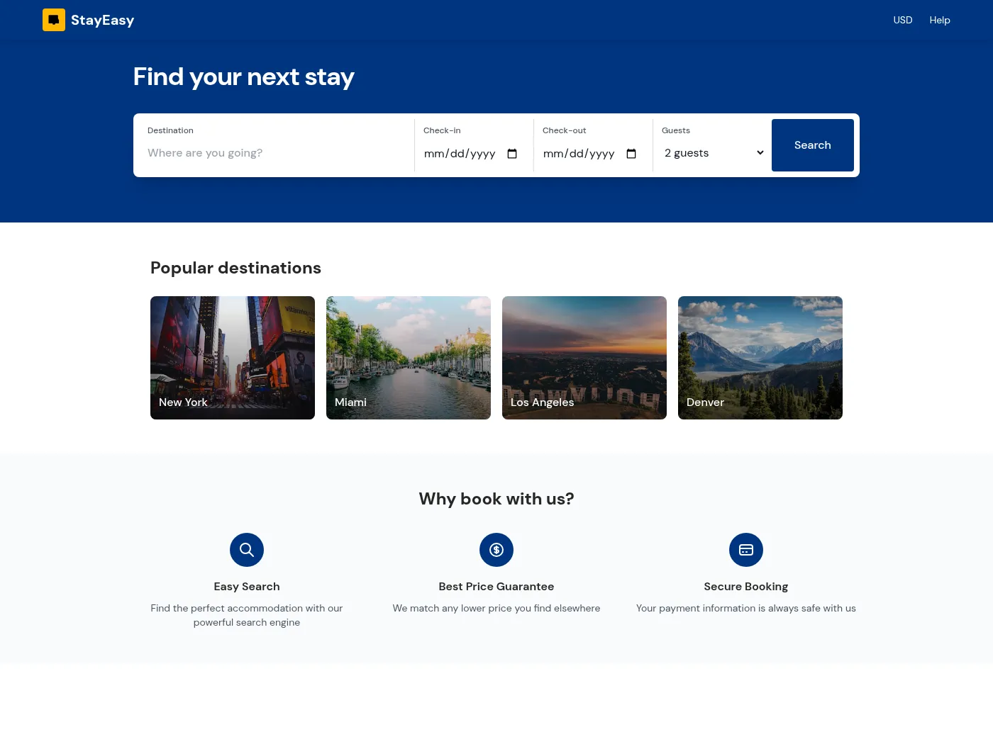StayEasy Booking Clone