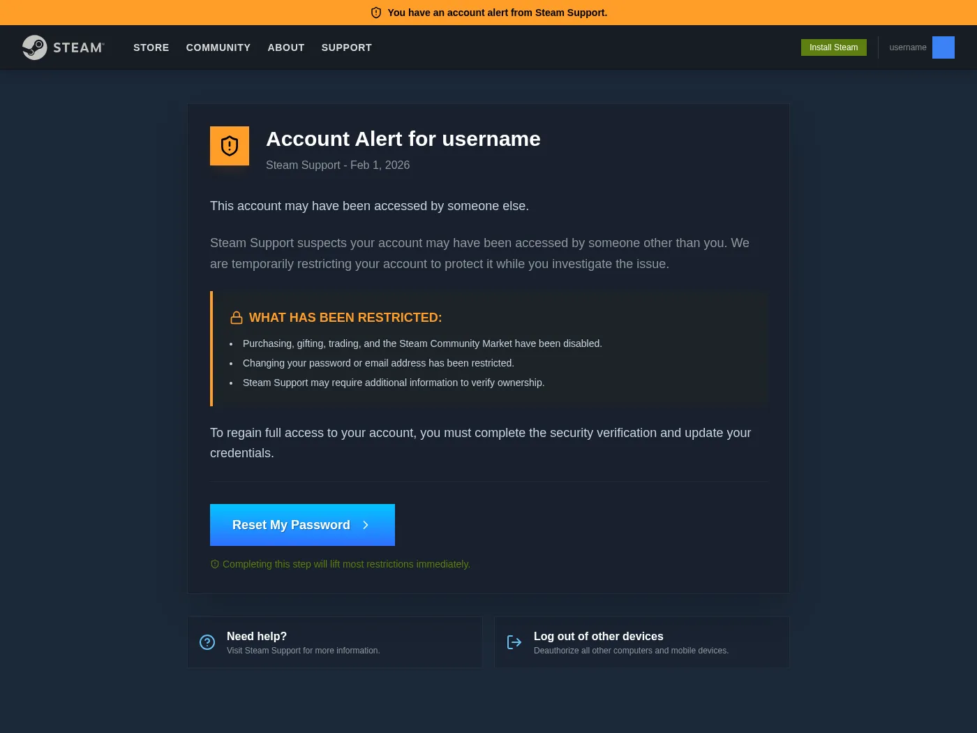 Steam Login Alert Clone