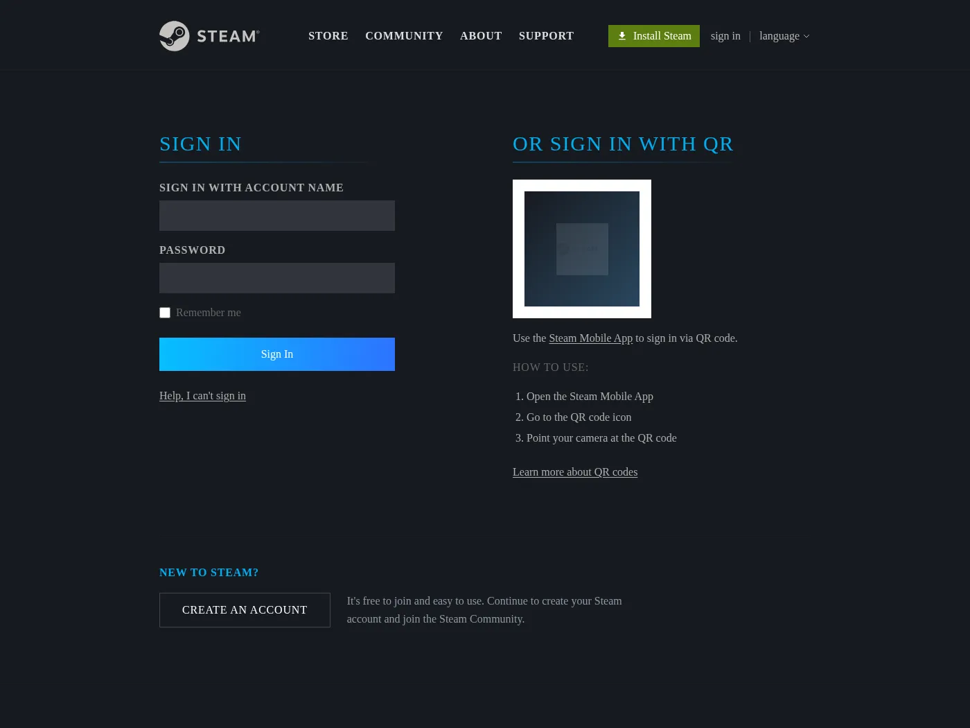 Steam Login Clone