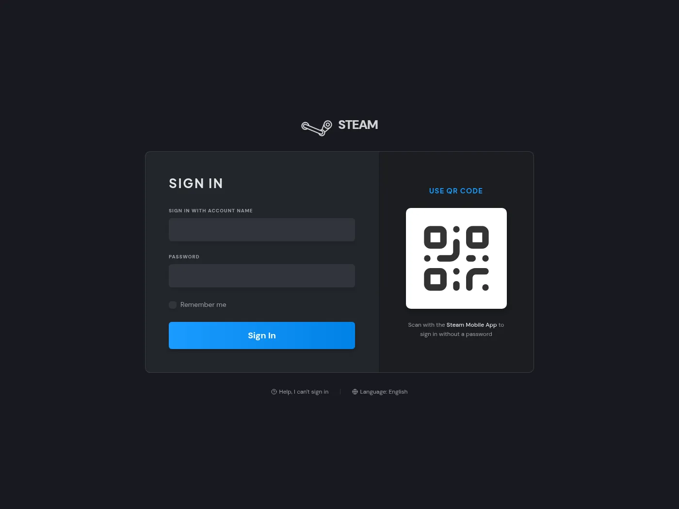 Steam Login Clone