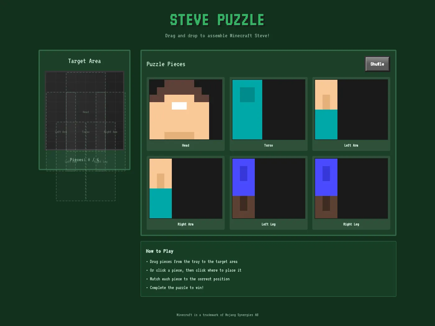 Minecraft Steve Puzzle
