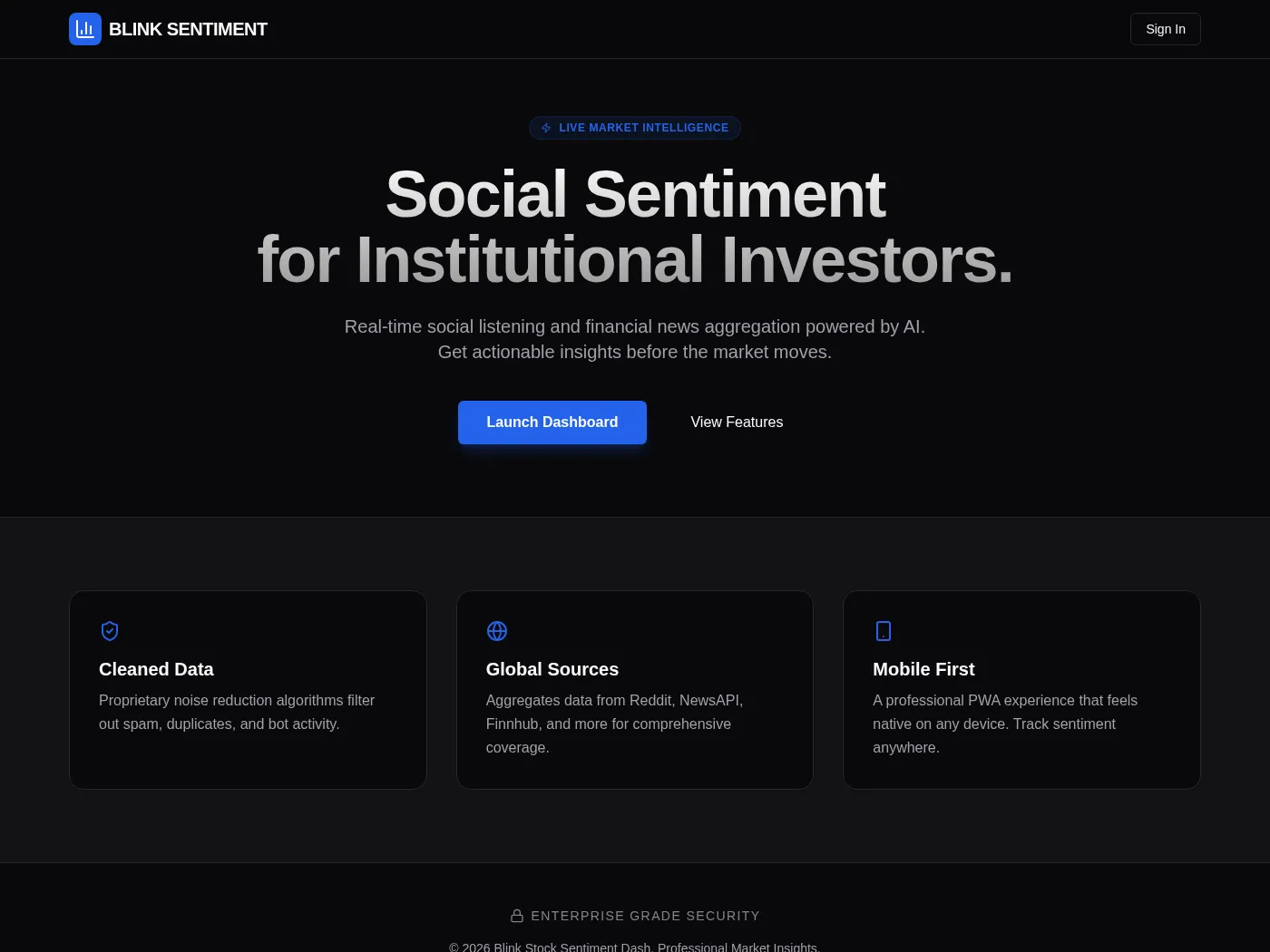 Blink Stock Sentiment Dash