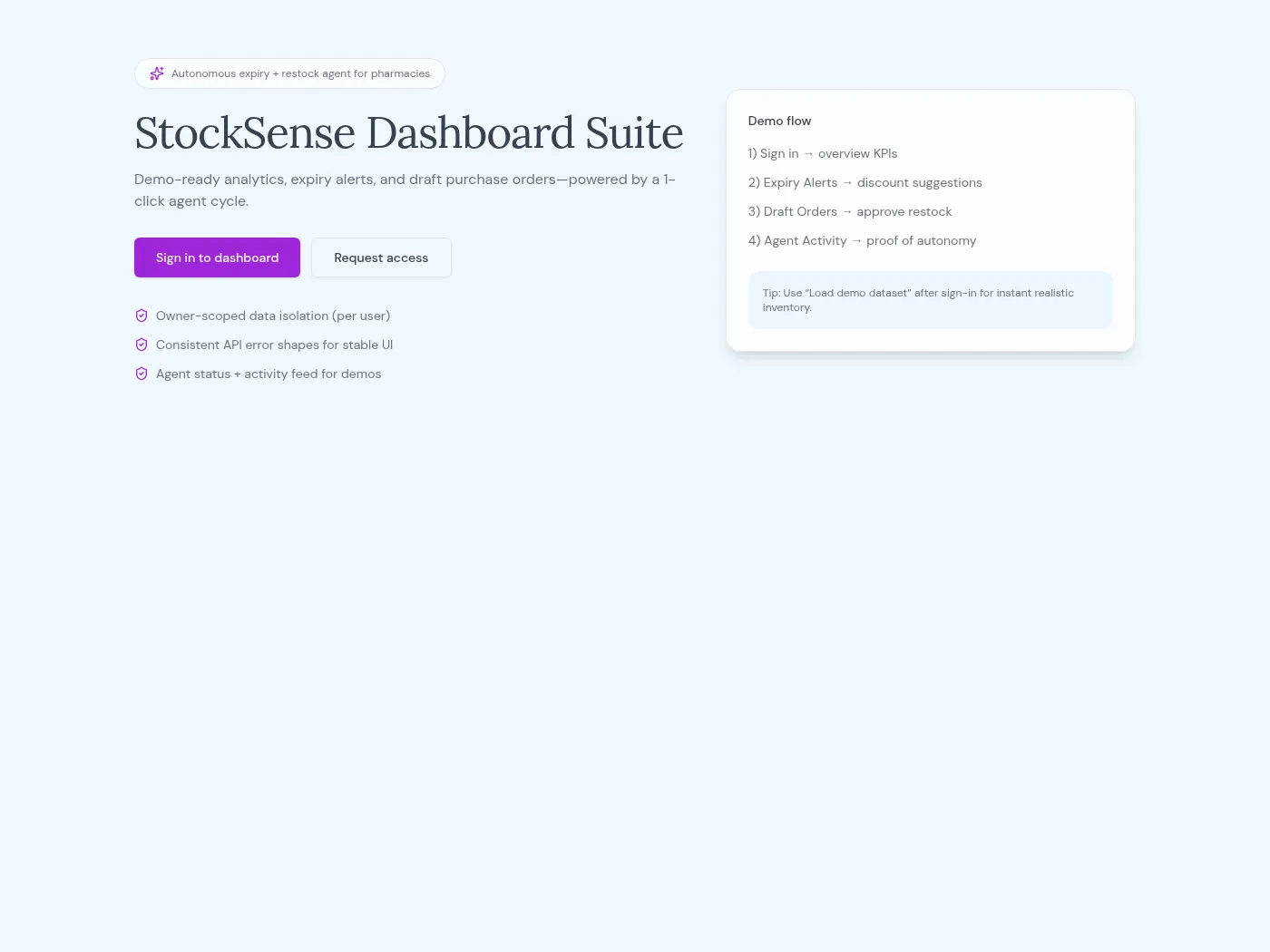 StockSense Dashboard Suite