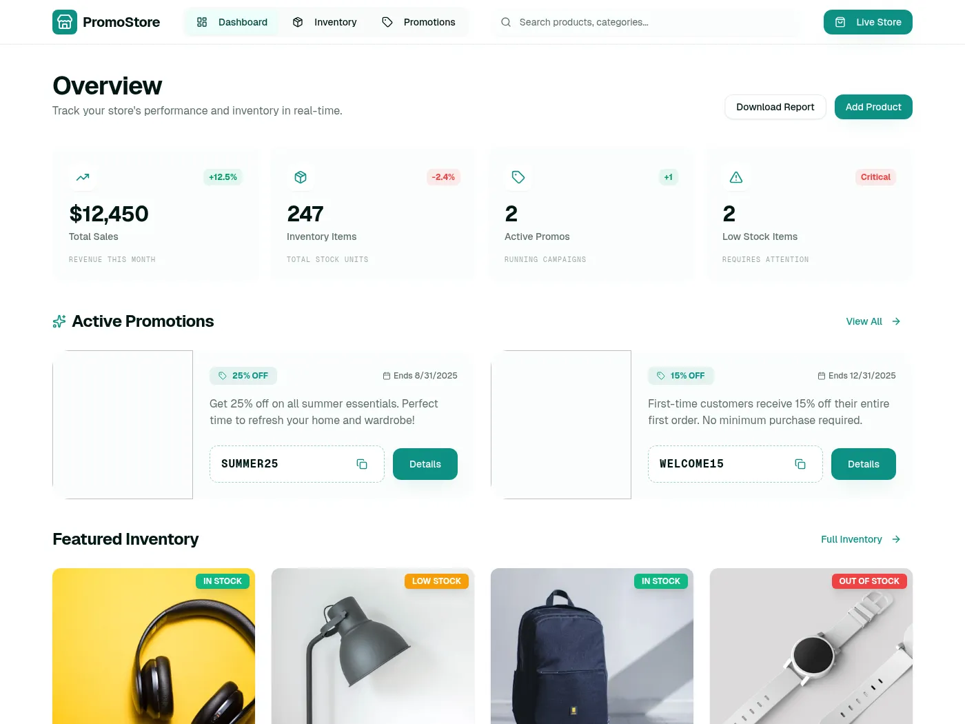 PromoStore Dashboard