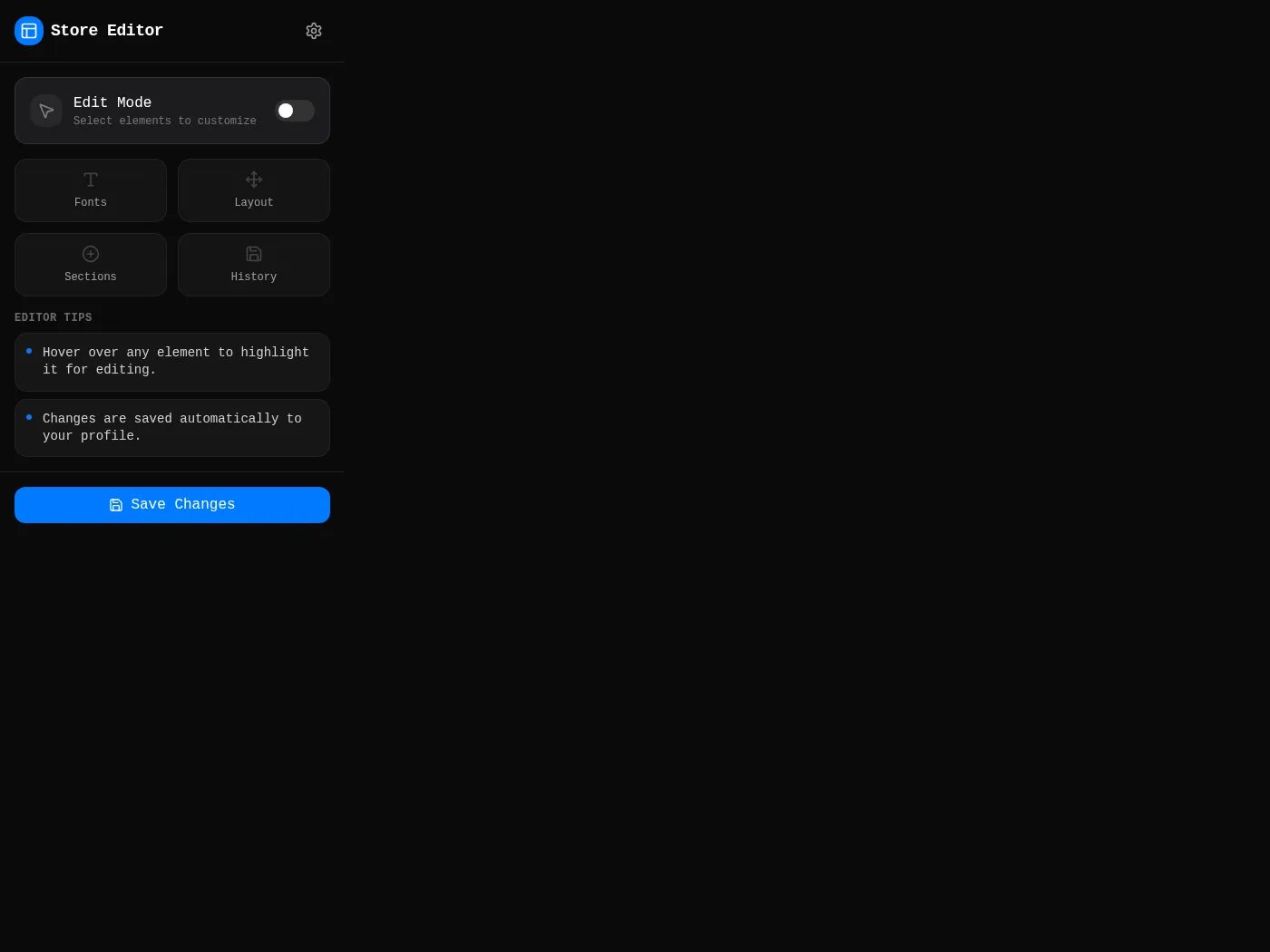 Storefront Editor Extension