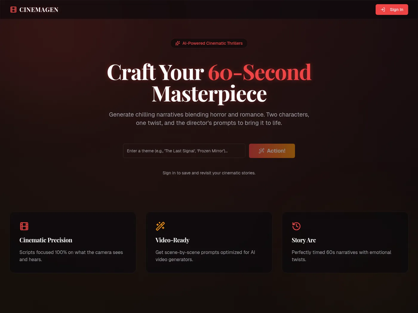 Cinematic Thriller Story Generator