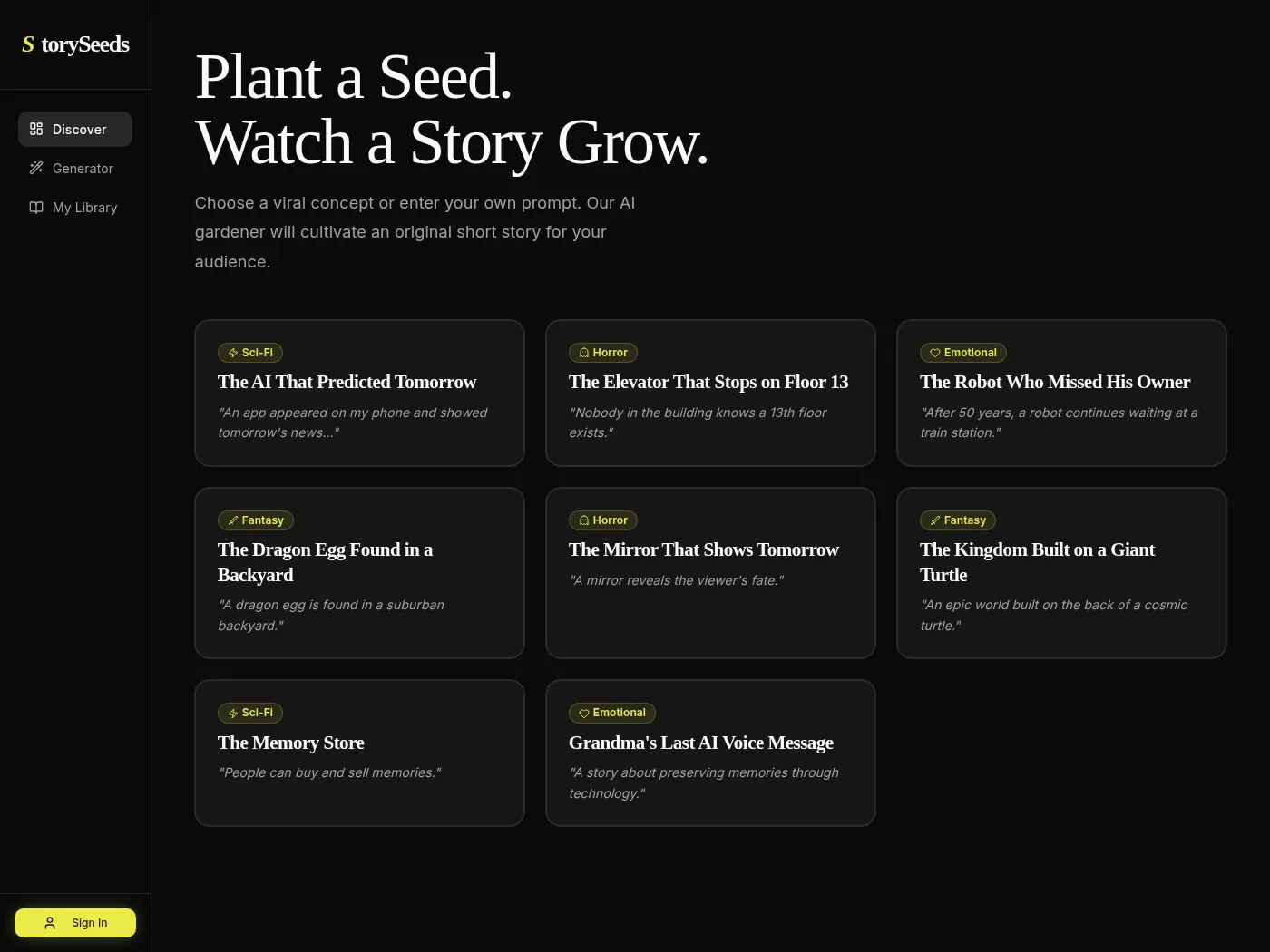 StorySeeds AI Story Generator