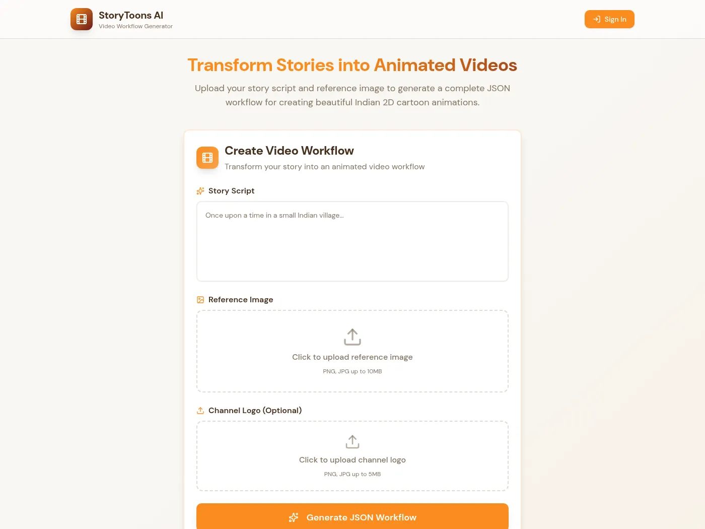 StoryToons AI Workflow