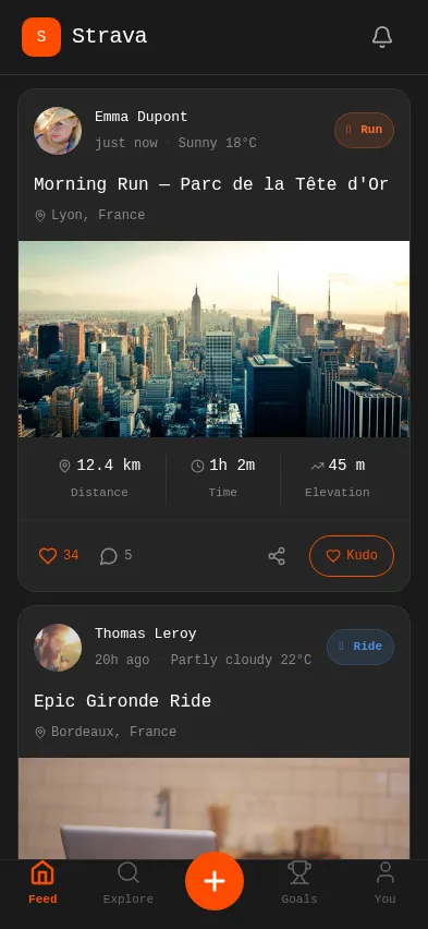 Strava Clone Tracker
