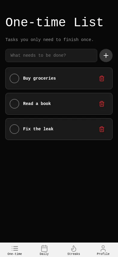 StreakList To-Do App