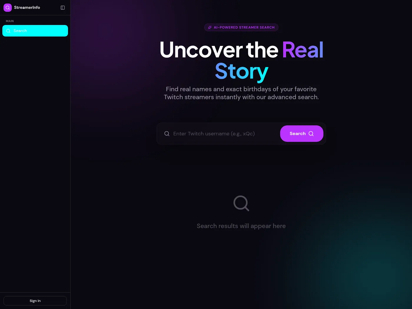 Streamer Info Finder